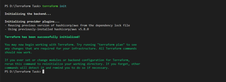 AWS terraform init terraform plan terraform apply